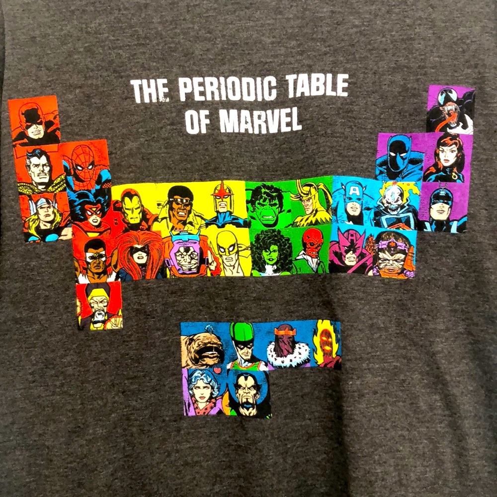 The Periodic Table Of Marvel Superheroes Gray M Tee S… - Gem